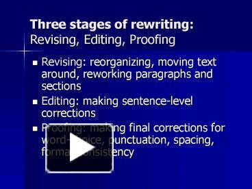 PPT – Three stages of rewriting: Revising, Editing, Proofing PowerPoint presentation | free to ...