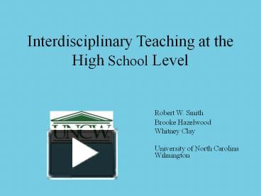 Interdisciplinary Teaching at the High School Level presentation | free to download