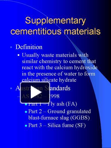 Supplementary cementitious materials presentation | free to view