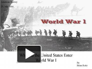 World War 1 presentation | free to view