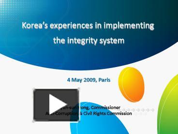 PPT – Koreas experiences in implementing the integrity system PowerPoint presentation | free to ...