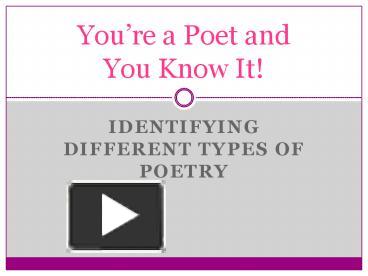 Identifying Different Types of Poetry presentation | free to view