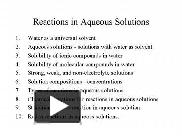 PPT – Reactions in Aqueous Solutions PowerPoint presentation | free to ...