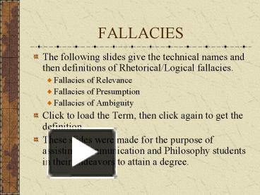 FALLACIES presentation | free to view
