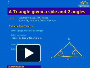 PPT – A Triangle given a Side and two Angles PowerPoint presentation ...