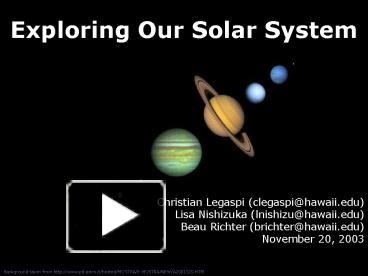 Exploring Our Solar System presentation | free to view