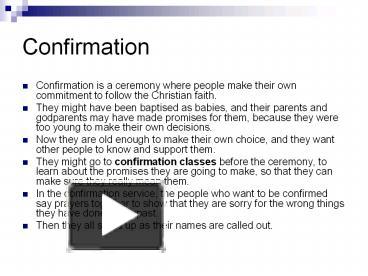 Confirmation presentation | free to view