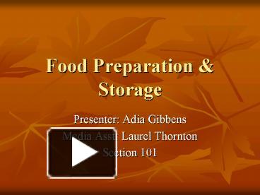 PPT – Food Preparation PowerPoint presentation | free to view - id ...