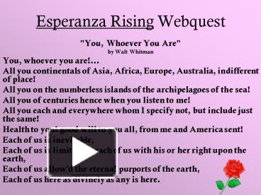PPT – Esperanza Rising Webquest PowerPoint presentation | free to view ...