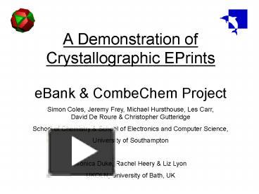 PPT – ebank and CombeChem for GGF11 PowerPoint presentation | free to view - id: 13d3fb-ODEyN