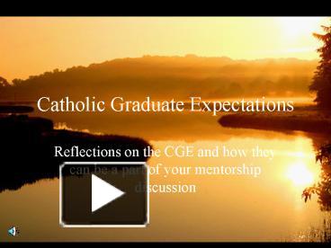 Catholic Graduate Expectations presentation | free to view