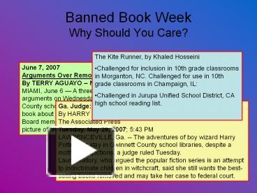 PPT – Banned Book Week Why Should You Care PowerPoint presentation ...