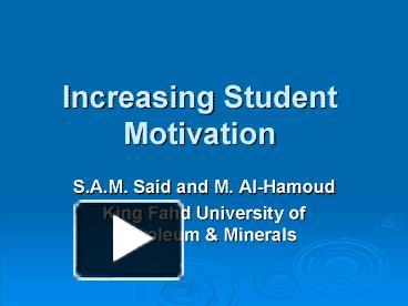 Increasing Student Motivation presentation | free to view