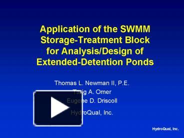 Application of the SWMM StorageTreatment Block for AnalysisDesign of ExtendedDetention Ponds ...