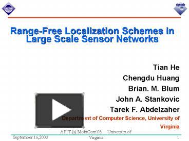 PPT – RangeFree Localization Schemes in Large Scale Sensor Networks PowerPoint presentation ...