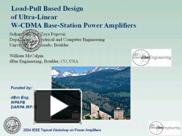 PPT – Load-Pull%20Based%20Design PowerPoint presentation | free to download - id: 1404f3-ZGJhN