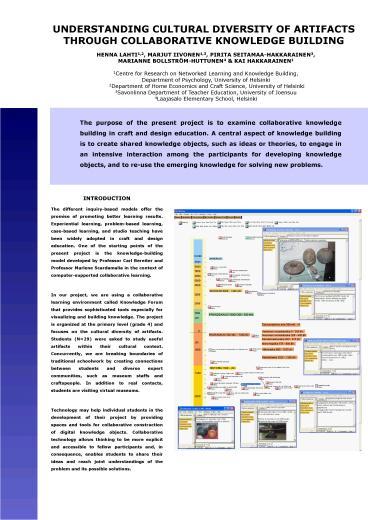 PPT – UNDERSTANDING CULTURAL DIVERSITY OF ARTIFACTS THROUGH ...