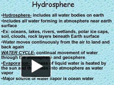 Hydrosphere presentation | free to view