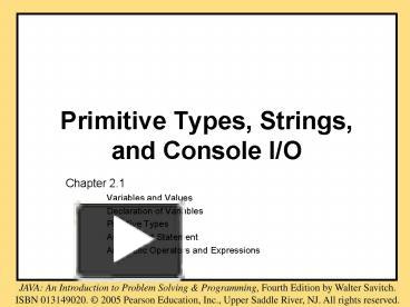 Primitive Types, Strings, and Console IO presentation | free to download