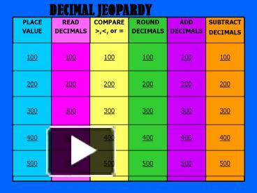 PPT – Jeopardy - Decimals PowerPoint presentation | free to view - id ...