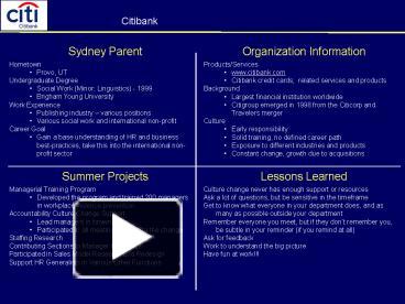 PPT – Citibank PowerPoint presentation | free to view - id: 1447ef-ZTkyO