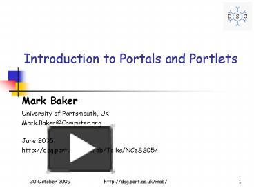 PPT – Introduction to Portals and Portlets PowerPoint presentation | free to view - id: 144a2c-MmU0Y