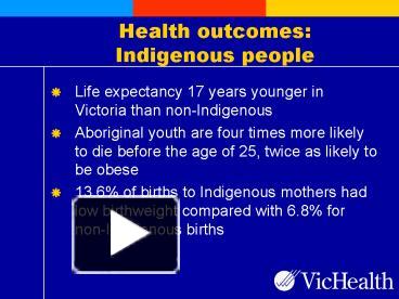 Health outcomes: Indigenous people presentation | free to view