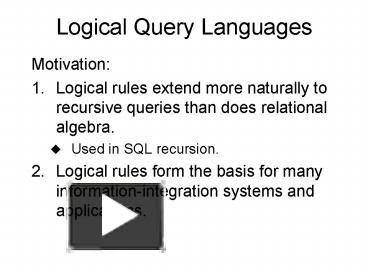 Logical Query Languages presentation | free to download