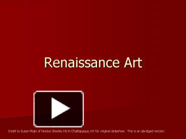 Renaissance Art presentation | free to view