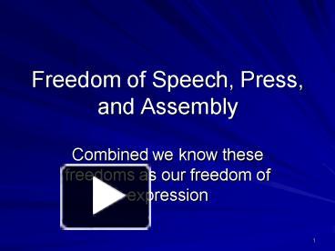 Freedom of Speech, Press, and Assembly presentation | free to view