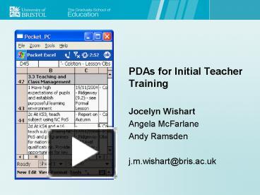 PDAs for Initial Teacher Training presentation | free to view