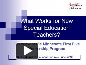 What Works for New Special Education Teachers presentation | free to view