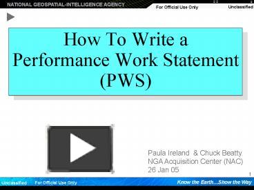 How To Write a Performance Work Statement PWS presentation | free to view