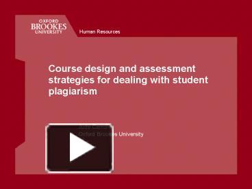 PPT – Course design and assessment strategies for dealing with student ...