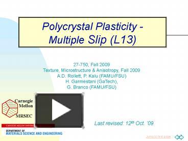 PPT – Polycrystal Plasticity Multiple Slip L13 PowerPoint presentation | free to view - id ...