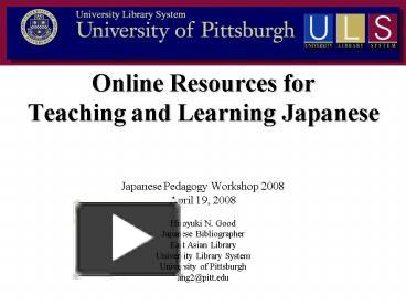 Online Resources for Teaching and Learning Japanese presentation | free ...