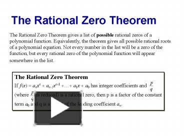 The Rational Zero Theorem presentation | free to download