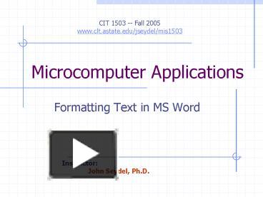 PPT – Microcomputer Applications PowerPoint presentation | free to view - id: 14e6b2-Yjc1M