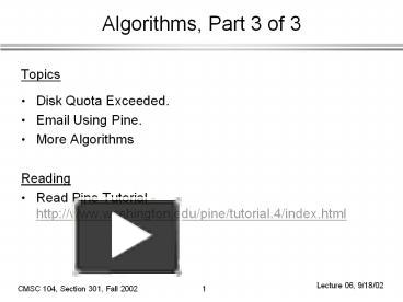 PPT – Algorithms, Part 3 of 3 PowerPoint presentation | free to view - id: 14e6d8-MDhiN