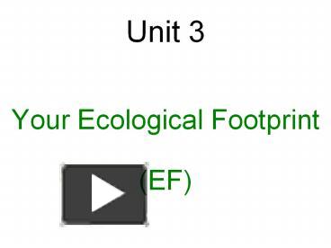 Your Ecological Footprint presentation | free to view