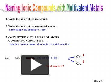 Naming Ionic Compounds with Multivalent Metals presentation | free to view