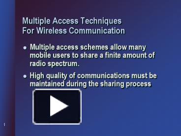 PPT – Multiple Access Techniques For Wireless Communication PowerPoint presentation | free to ...