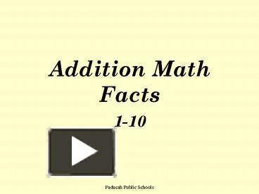 Addition Math Facts presentation | free to view
