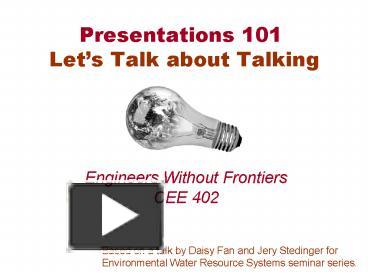 Presentations 101 Lets Talk about Talking presentation | free to view