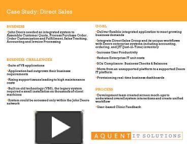 Case Study: Direct Sales presentation | free to view