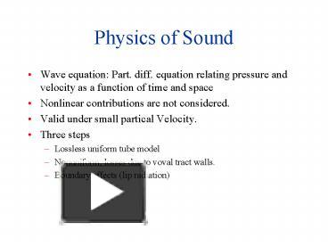 PPT – Physics of Sound PowerPoint presentation | free to view - id ...