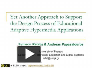 PPT – Yet Another Approach to Support the Design Process of Educational Adaptive Hypermedia ...