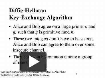 Diffie-Hellman Key-Exchange Algorithm presentation | free to view
