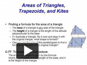 Areas of Triangles, Trapezoids, and Kites presentation | free to view