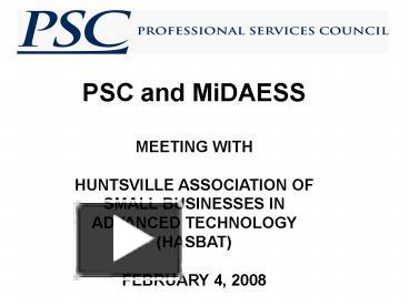 PPT – PSC and MiDAESS PowerPoint presentation | free to view - id: 1542a6-ZDc1Z